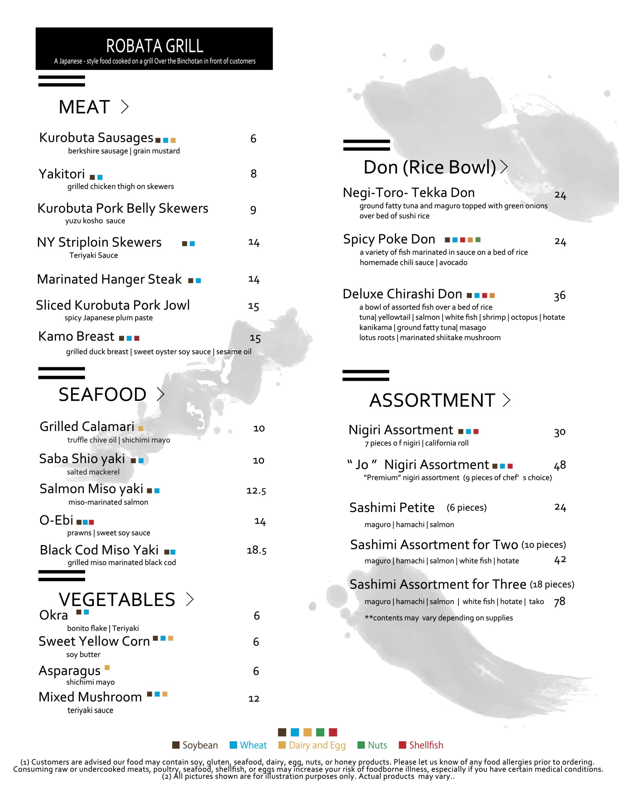 MENU – EBESU Robata & Sushi