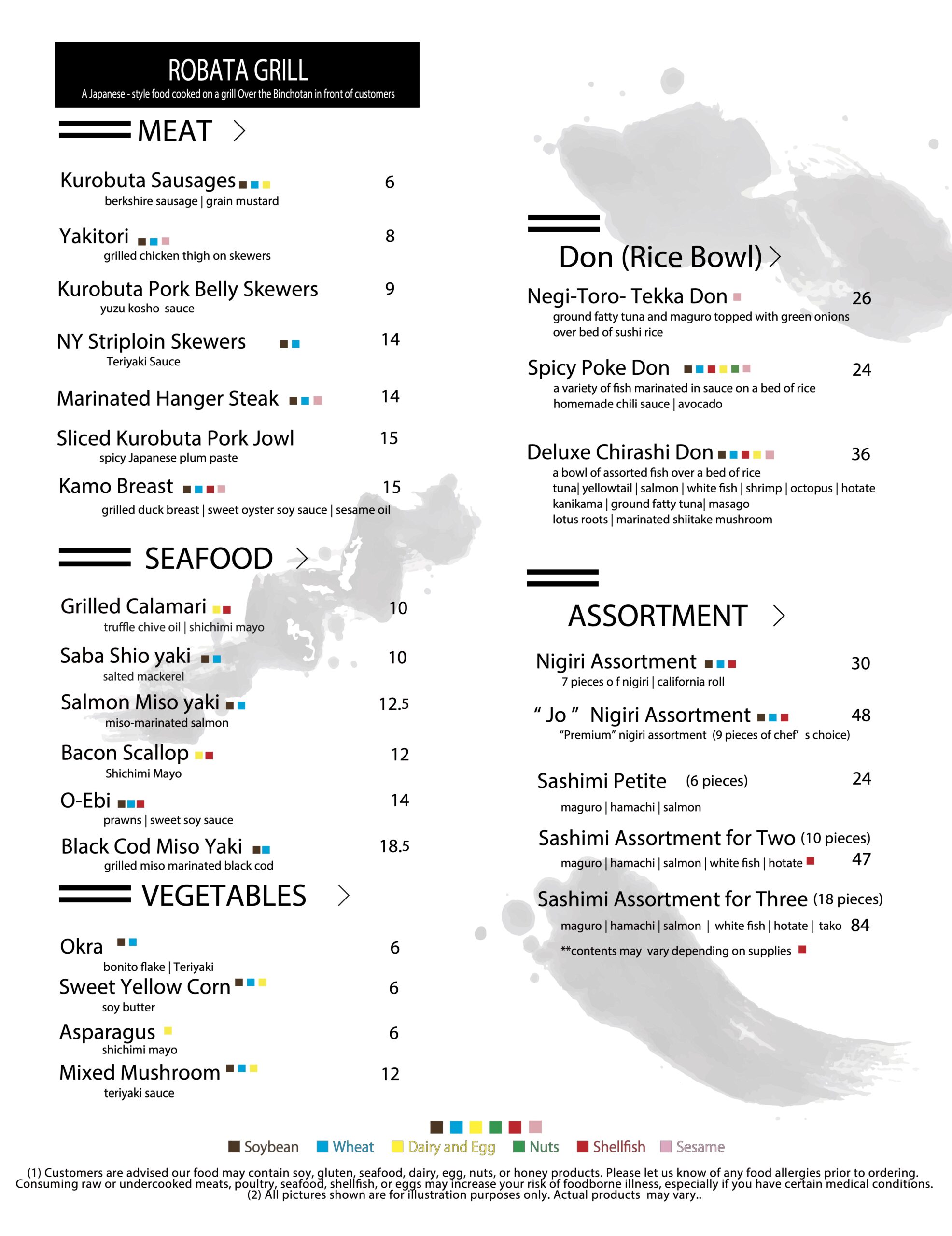 MENU – EBESU Robata & Sushi