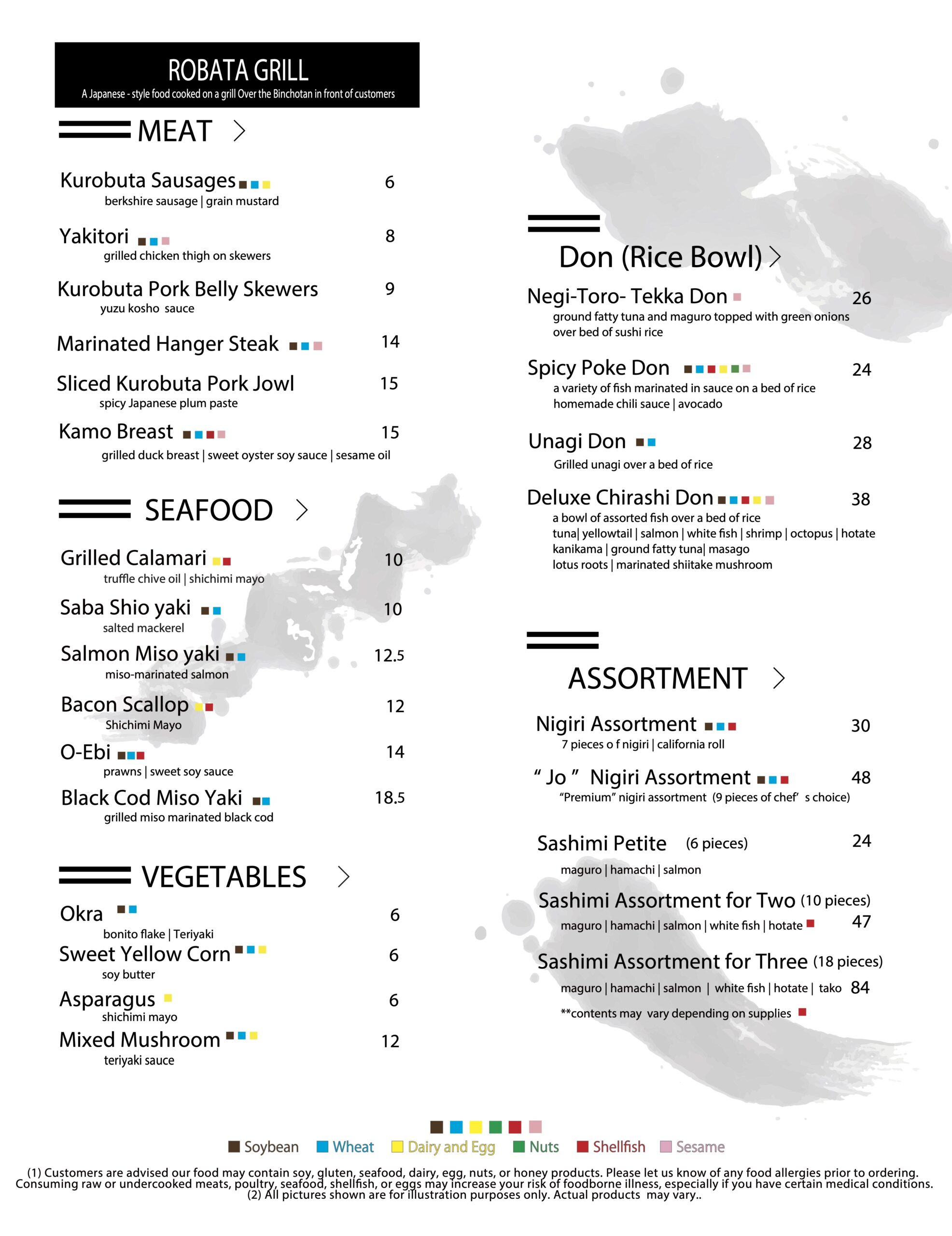 MENU – EBESU Robata & Sushi